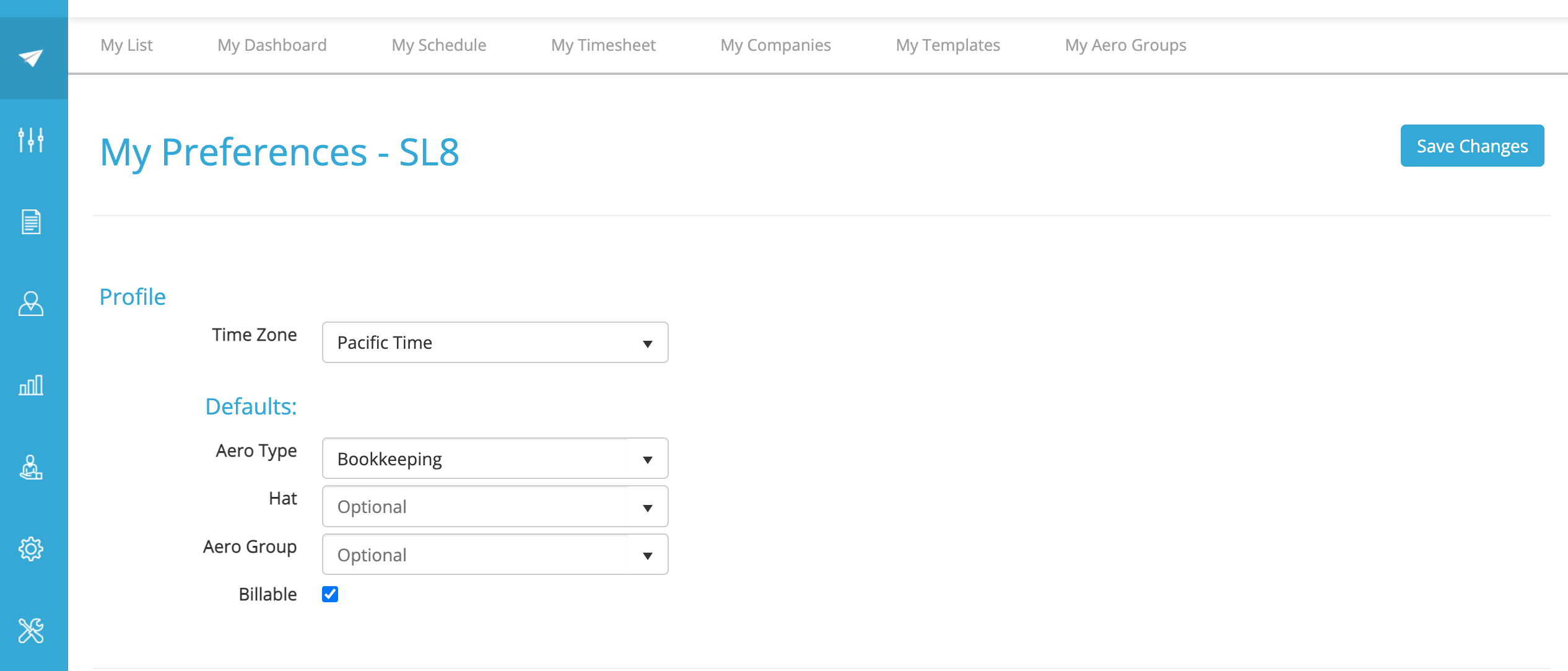 My Preferences – Aero Knowledge Base